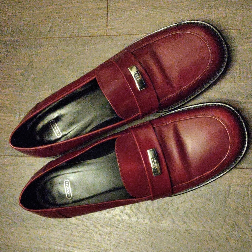 Coach Dark Red Leather Loafers - Gem